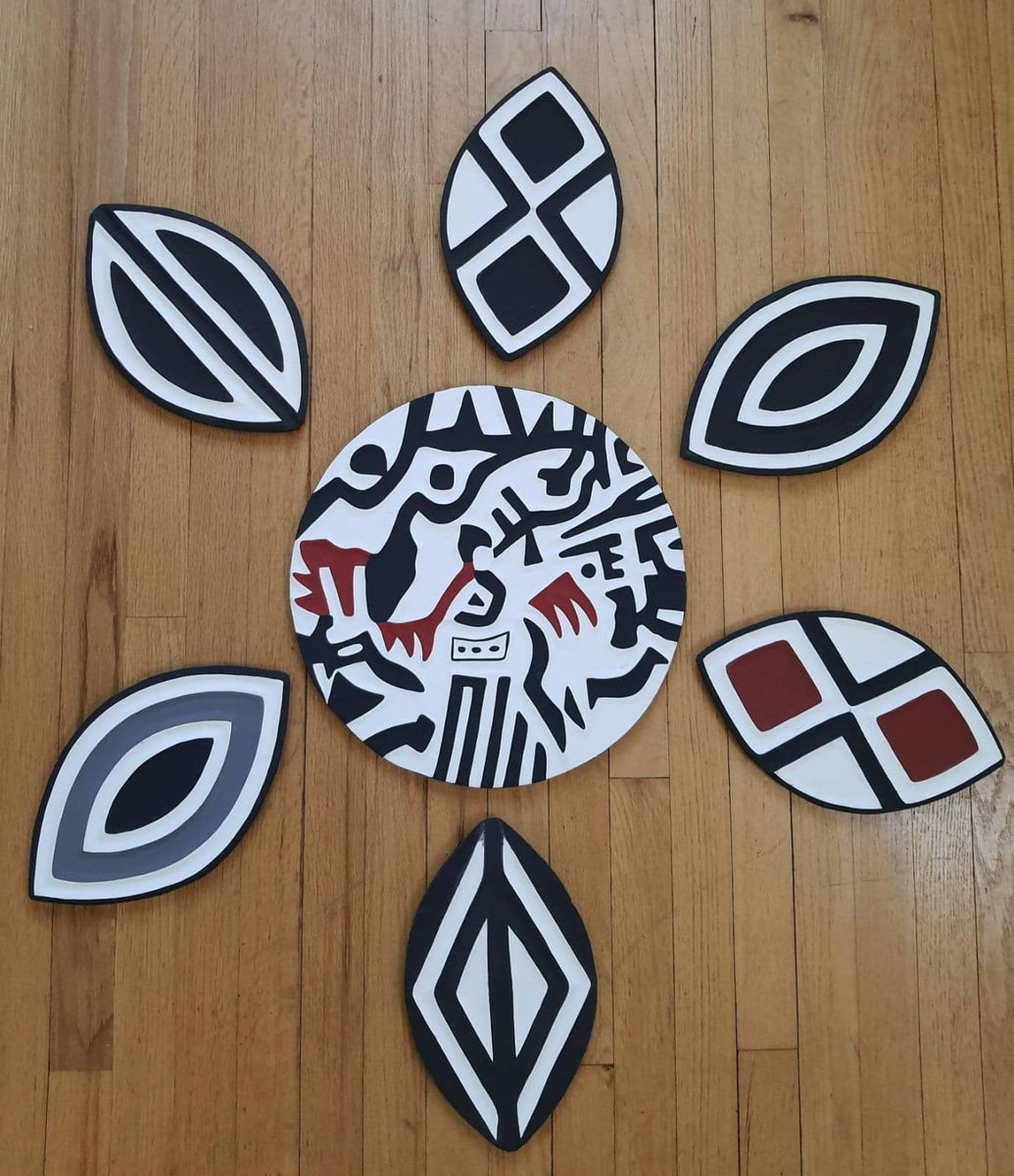 Black, Red & White Imigongo Rwanda Painting/ African Handcraft Wall ...